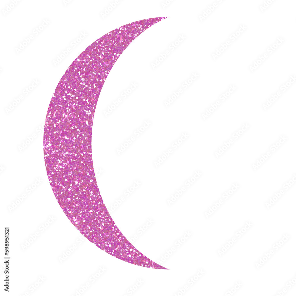 Pink glitter moon on transparent background. Design for decorating ...
