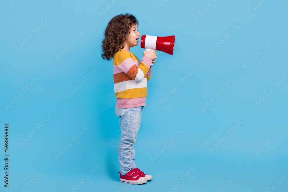 Full body photo of cute funny little young girl from kindergarten ...