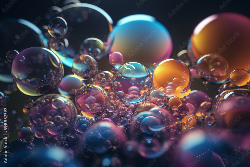 Fond d'écran avec des bulles de savon colorées » IA générative ...