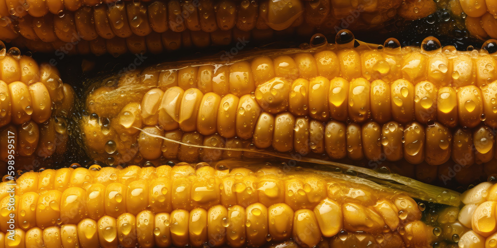 Golden Harvest. Sweet corn seamless background adorned with glistening ...