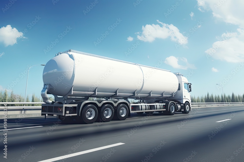 White big modern tanker shipment cargo commercial semi trailer truck ...