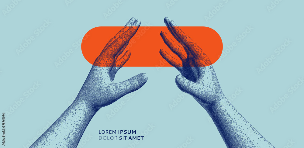 Supporting hands illustration. Hands holding something. Concept of ...