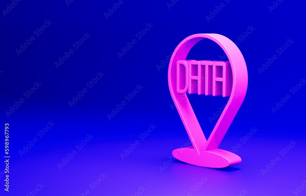 Pink Data analysis icon isolated on blue background. Business data ...