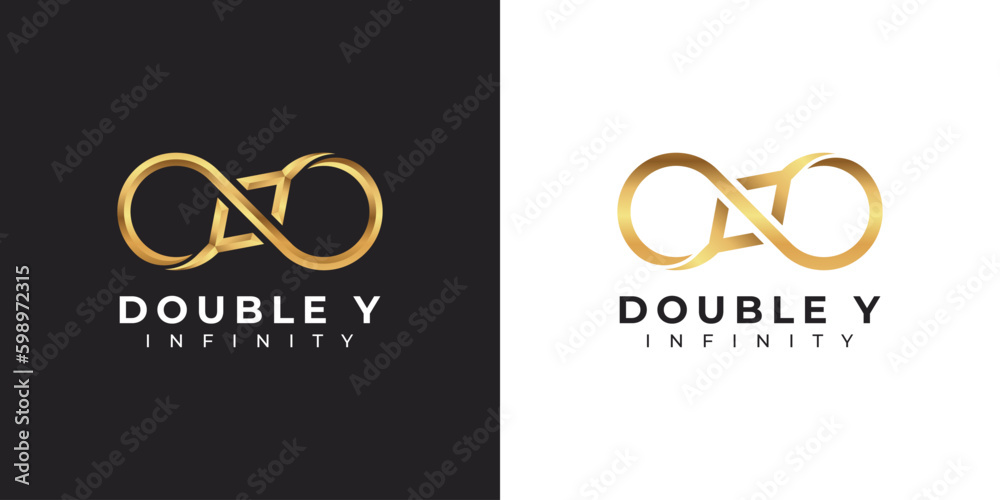 Letter Y Infinity Logo design and Gold Elegant Luxury symbol for ...