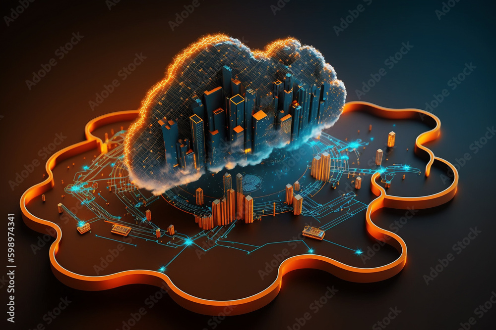 Cloud computing technology concept. Cyber security. Smart city and ...