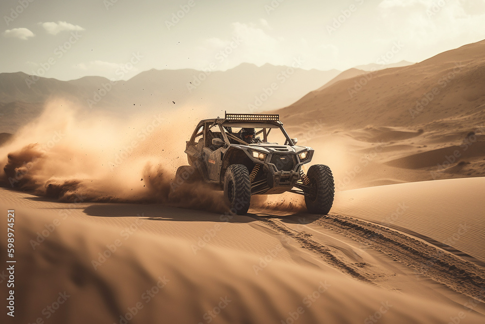 Adventure buggy extreme ride on dirt track, sports, racing in desert ...