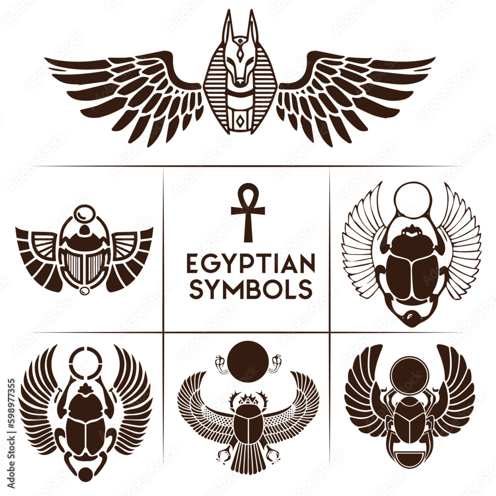 Egyptian symbols and Pharaonic symbols Stock Vector | Adobe Stock