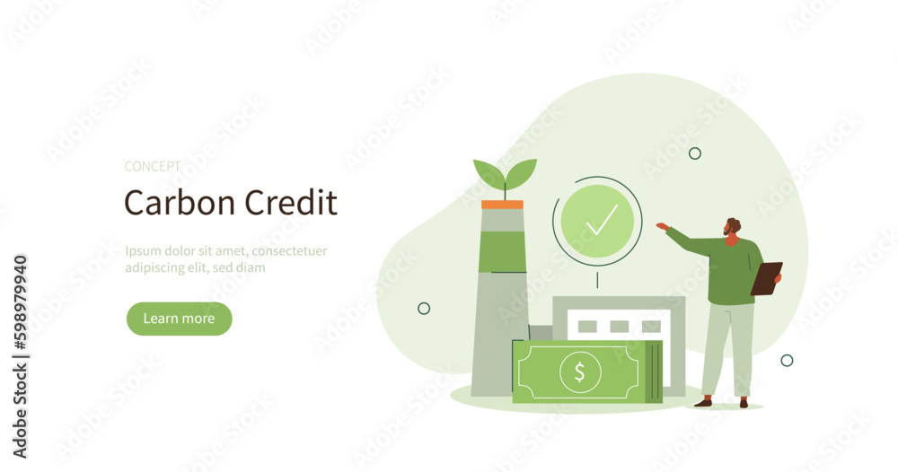 Climate neutralization. Character showing benefits of green industry ...