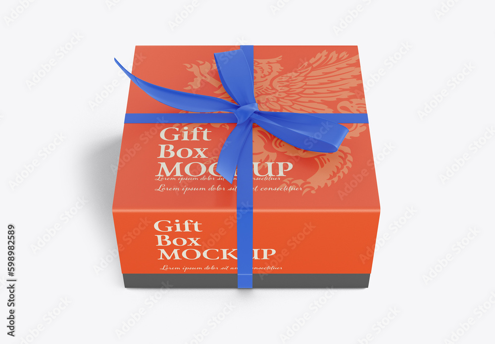 Gift Box Mockup with Bow Mockup Stock Template | Adobe Stock