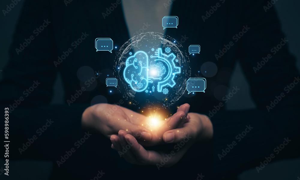 Chatbot chat with AI artificial intelligence. Concept of using AI ...