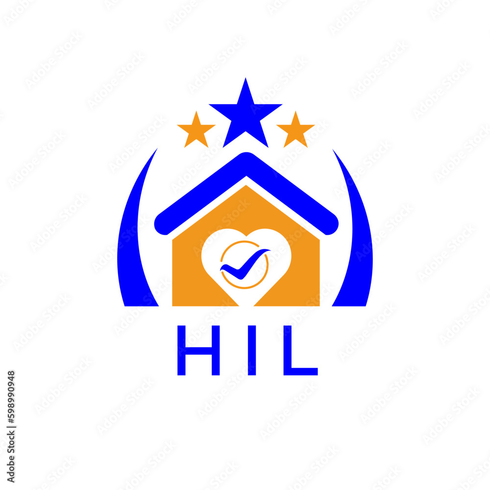HIL House logo Letter logo and star icon. Blue vector image on white ...