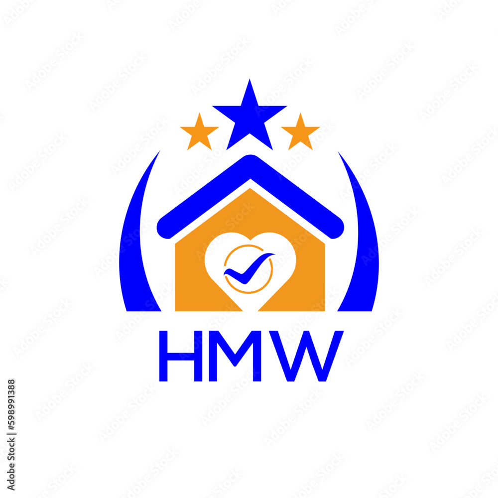 HMW House logo Letter logo and star icon. Blue vector image on white ...