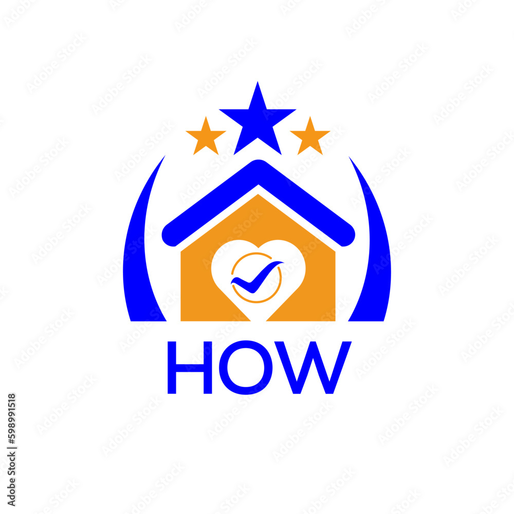 HOW House logo Letter logo and star icon. Blue vector image on white ...