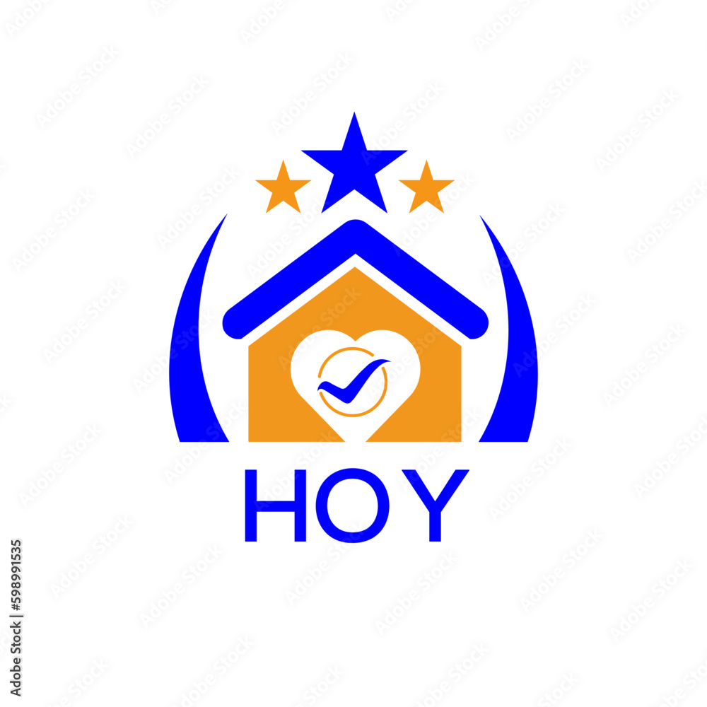 HOY House logo Letter logo and star icon. Blue vector image on white ...