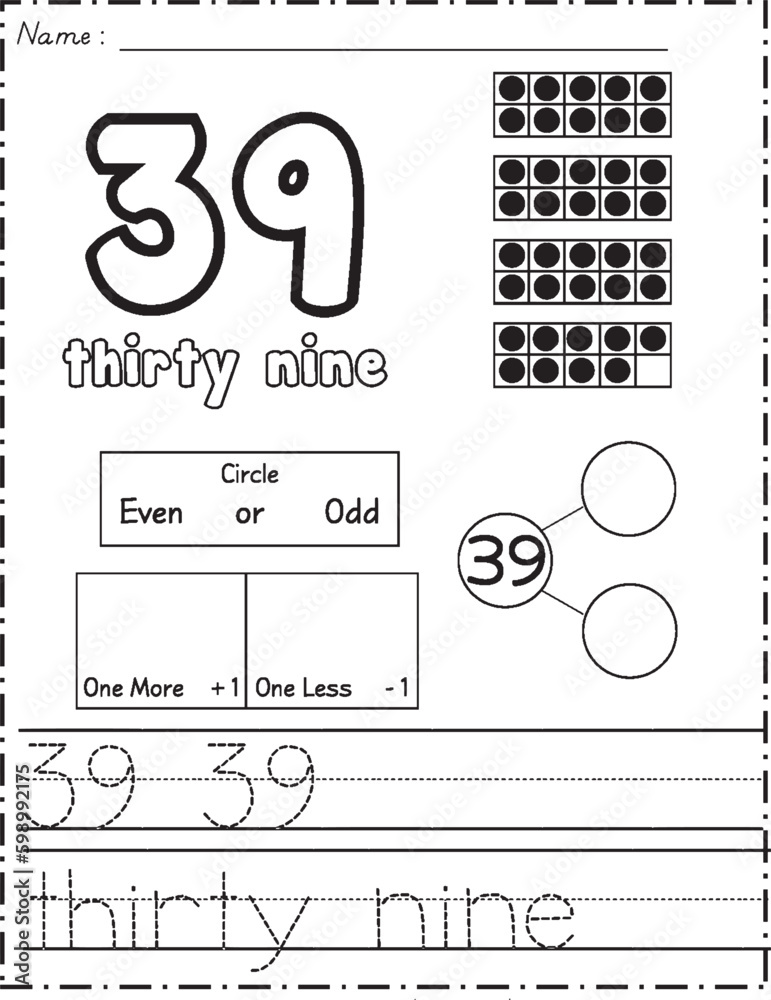 handwriting practice for kids pencontrol from 0 to 100 numbers Stock ...