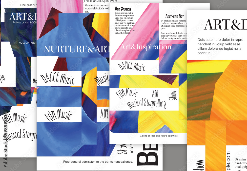 A4 Flyer Abstract Creative Layout with Bright Acrylic Colored Crafted ...