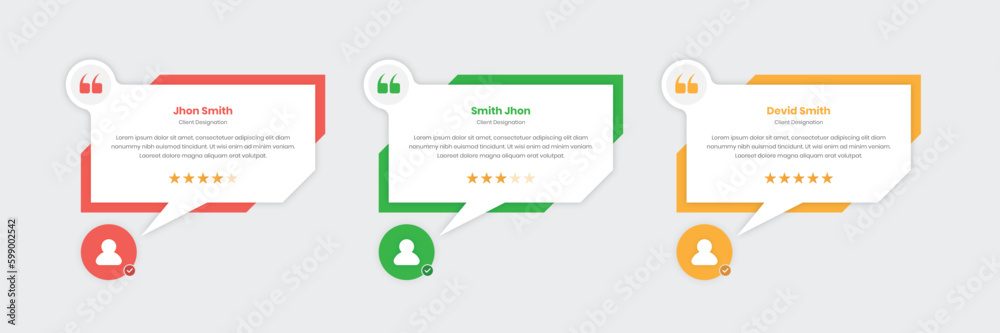 Client feedback template design with rating star on abstract shape ...