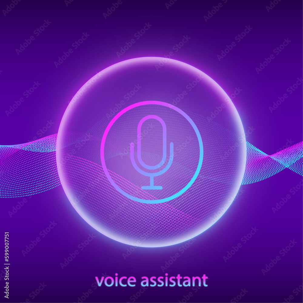 Artificial intelligence concept. Button icon microphone. Banner for web ...