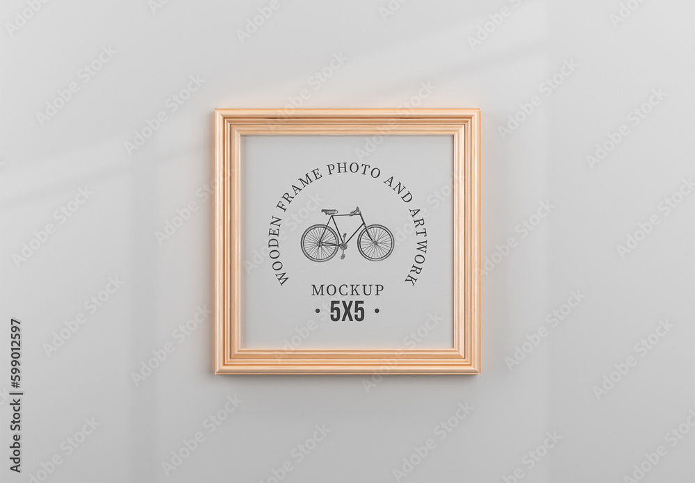 Wooden Frame Photo and Artwork 5x5 Mockup Stock Template | Adobe Stock