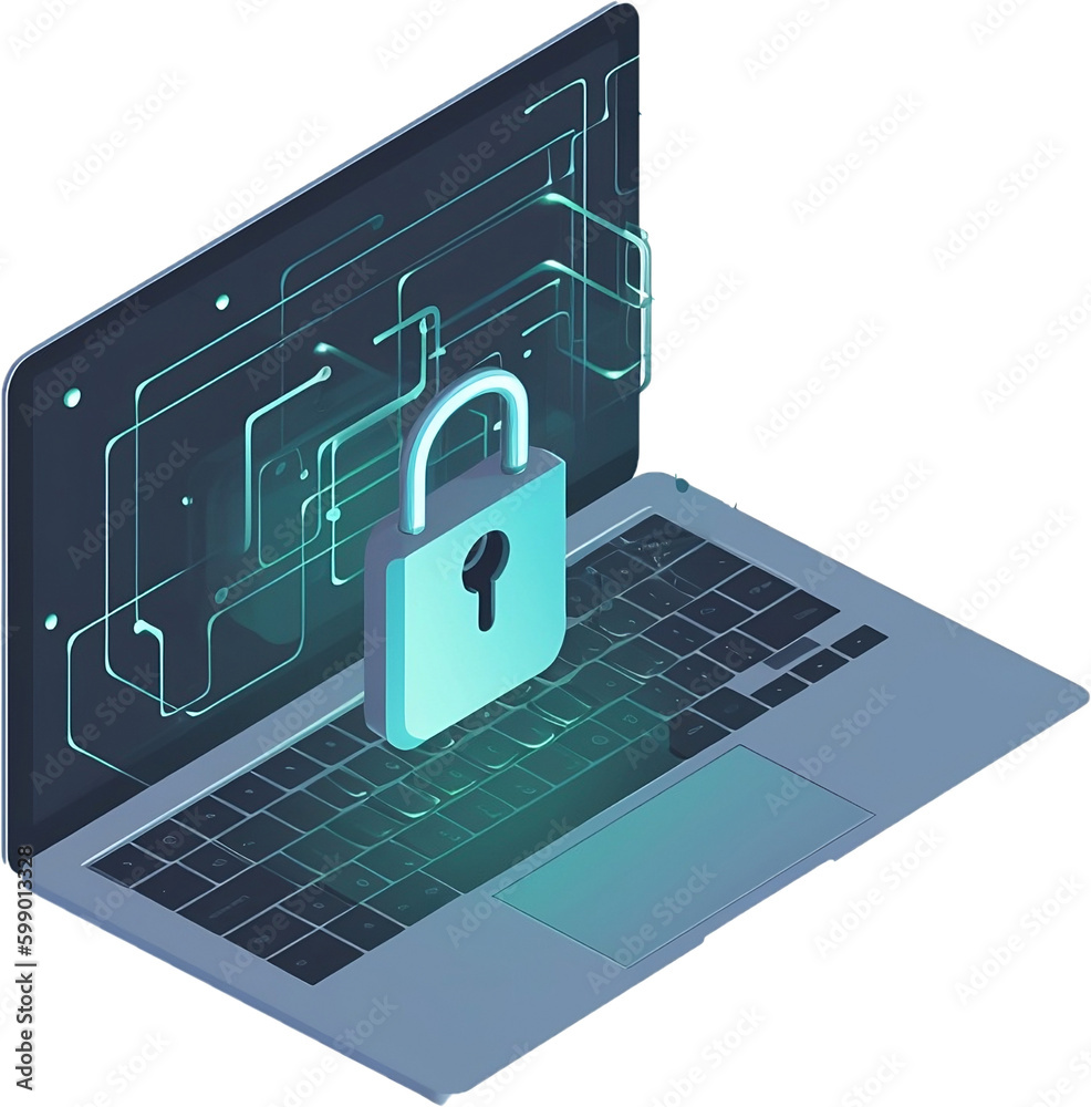 Icon of a Laptop with a keylock on display (isolated picture) Stock ...