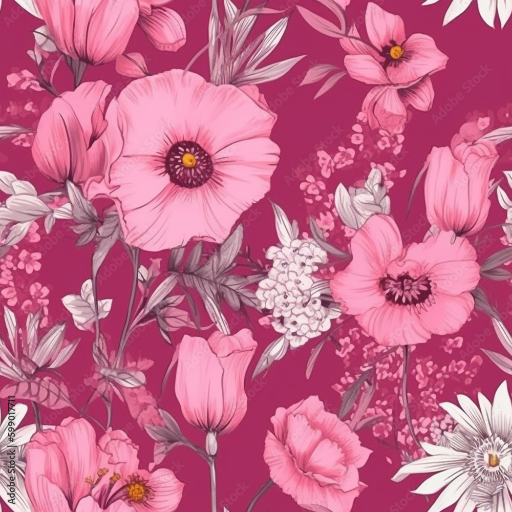 seamless pink paradise backgrounds Stock Illustration | Adobe Stock