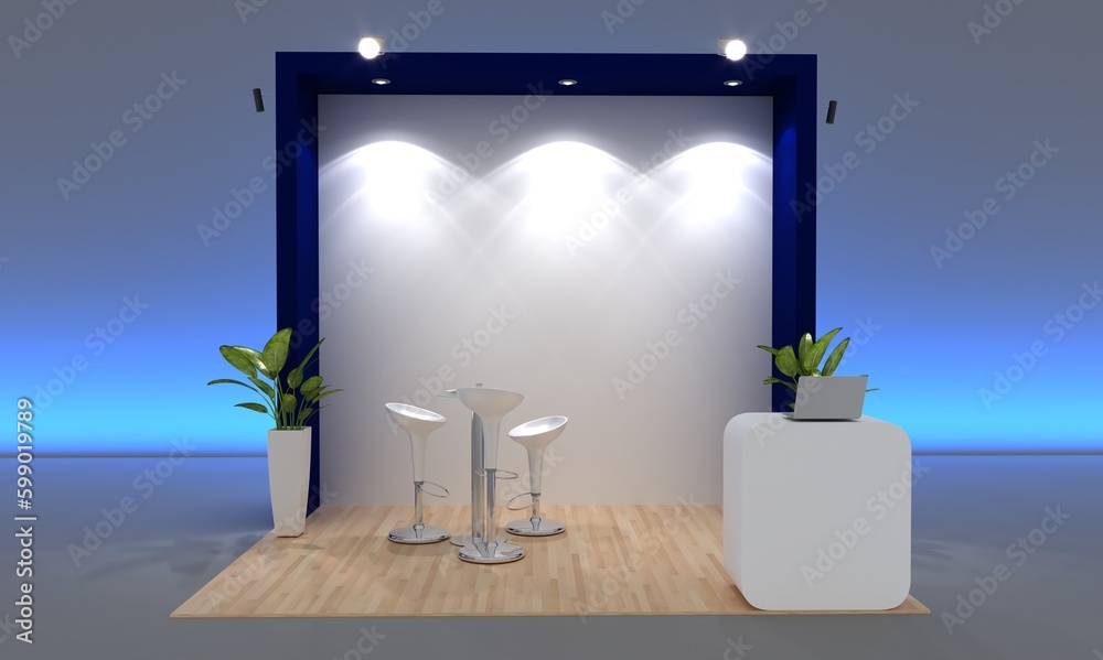 Empty stand or booth in a tradeshow. 3d render exhibition mockup ...