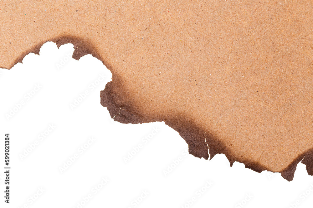 Burn brown paper half isolated on white background with clipping path ...