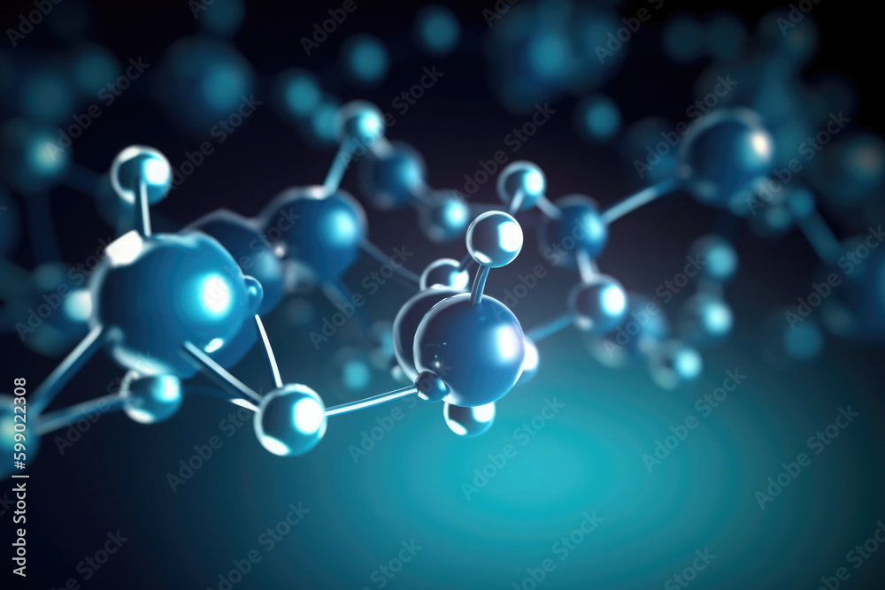 Molecular structure with connections between atoms on abstract ...