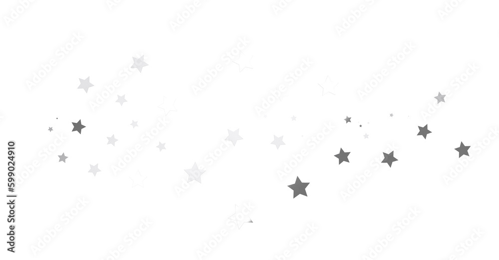 Silver Star Of Confetti Falling Stars On A White Background