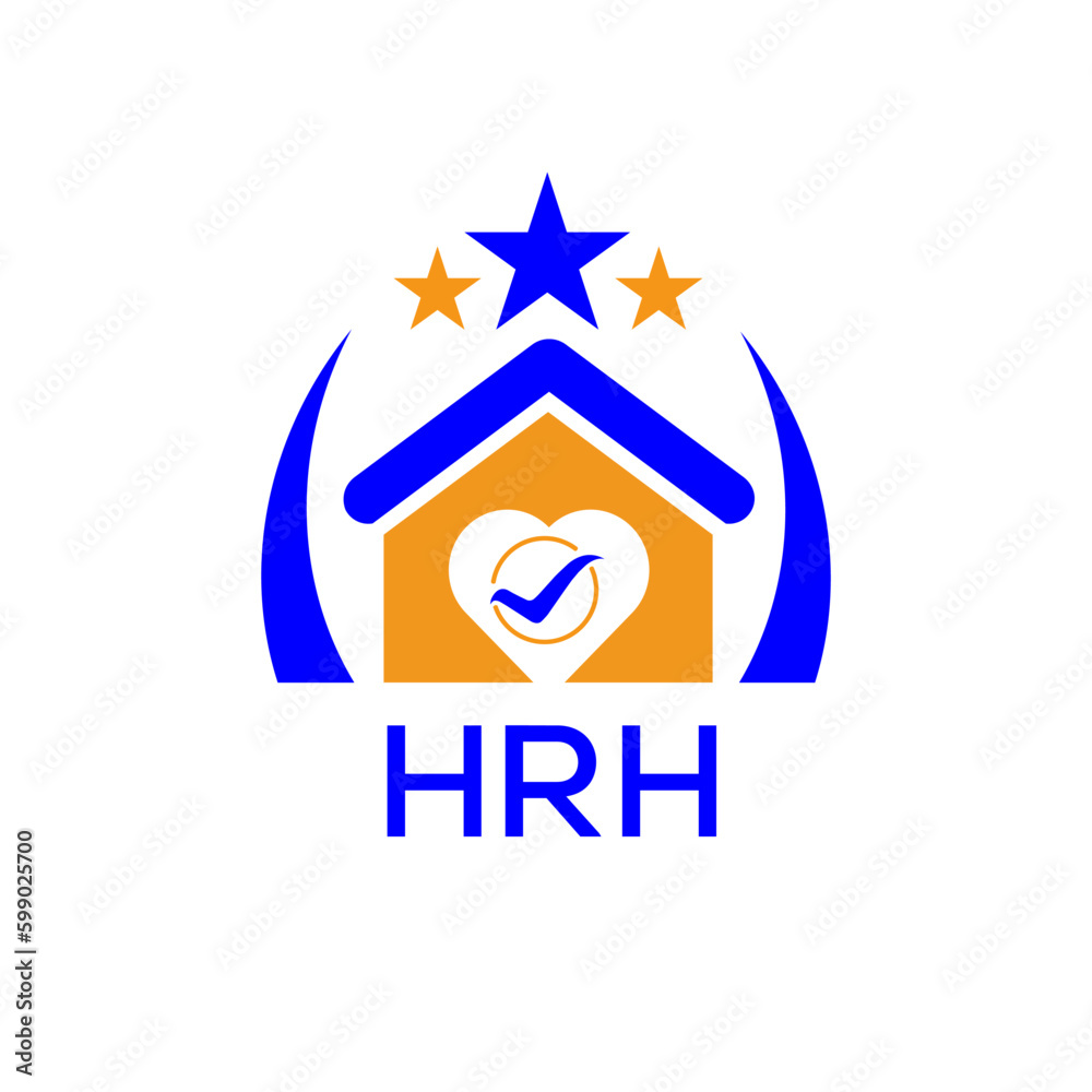 HRH House logo Letter logo and star icon. Blue vector image on white background. KJG house ...