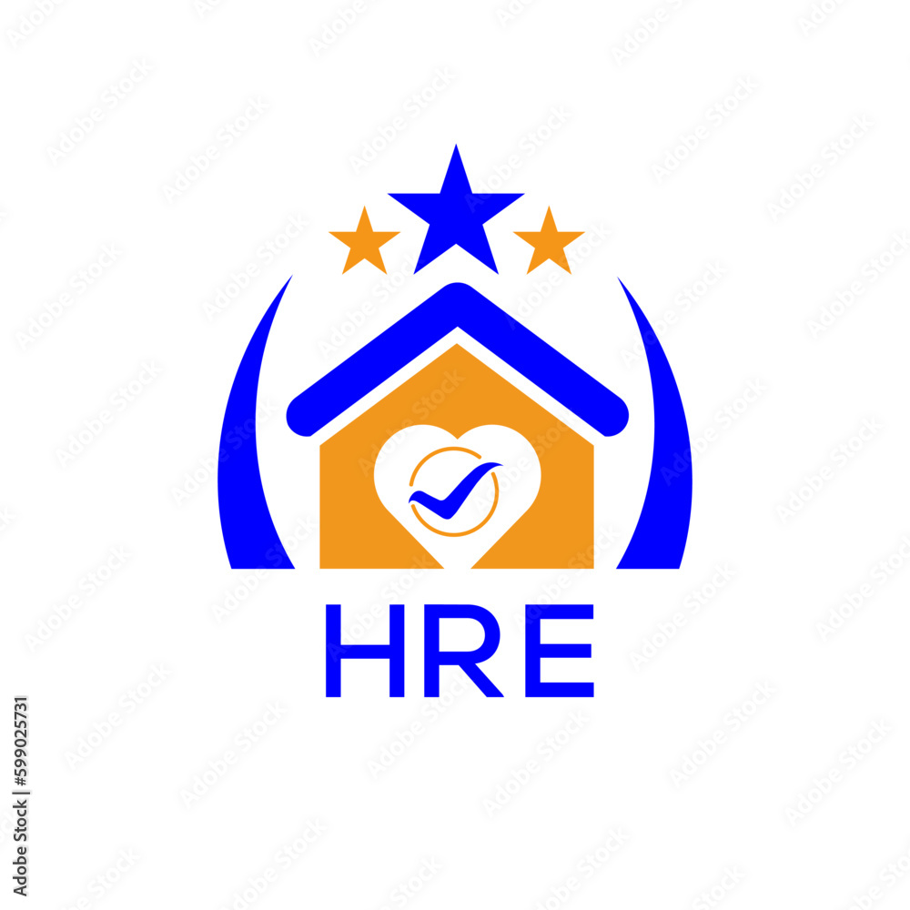 HRE House logo Letter logo and star icon. Blue vector image on white ...