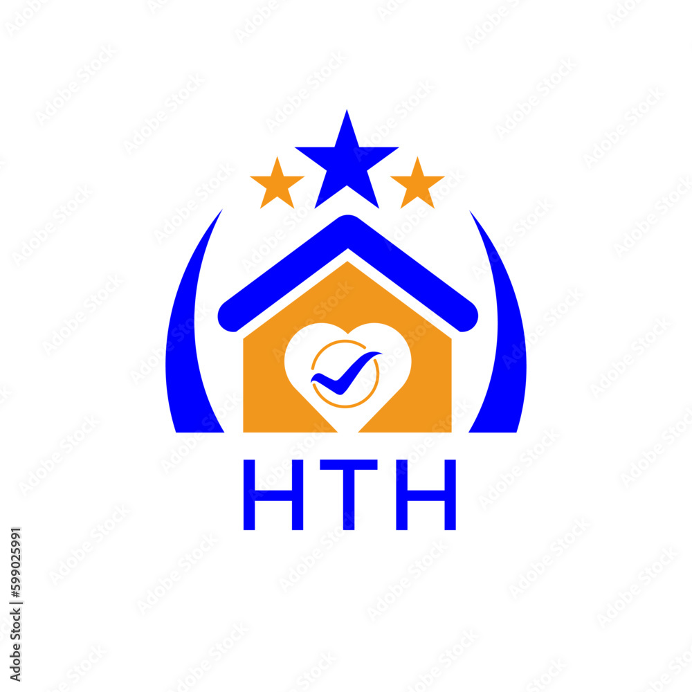 HTH House logo Letter logo and star icon. Blue vector image on white ...