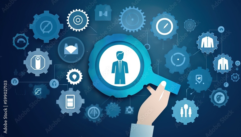 Job search, headhunting and recruitment process concept. Icons for ...