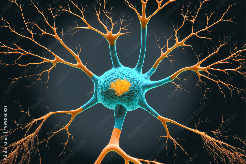 Neuron network brain cells. Human nervous system and brain activity ...