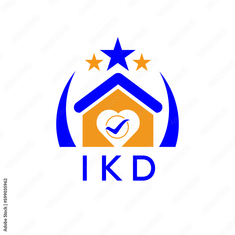 IKD House logo Letter logo and star icon. Blue vector image on white ...