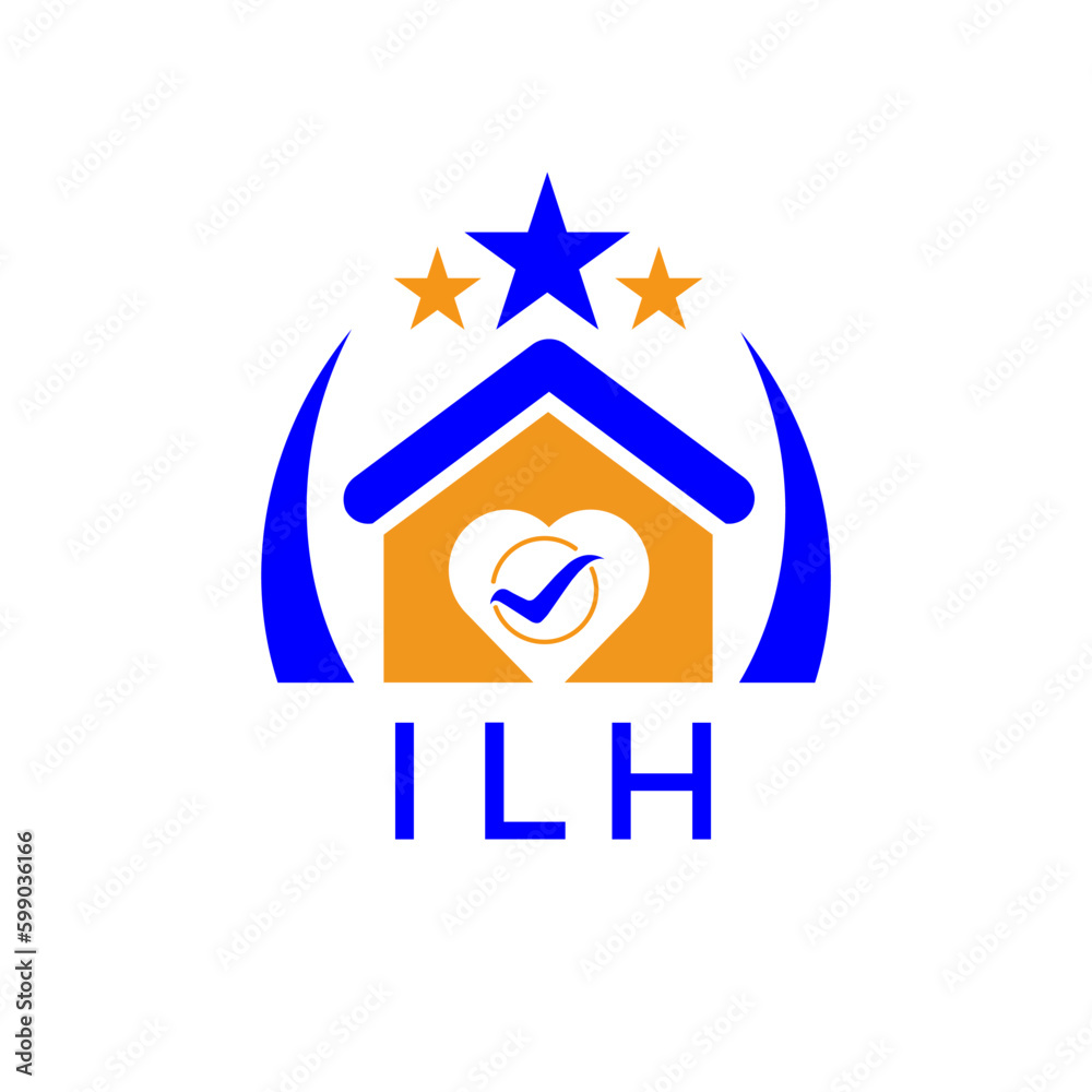ILH House logo Letter logo and star icon. Blue vector image on white ...