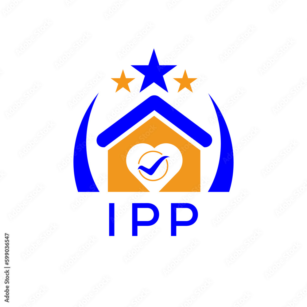 IPP House logo Letter logo and star icon. Blue vector image on white ...