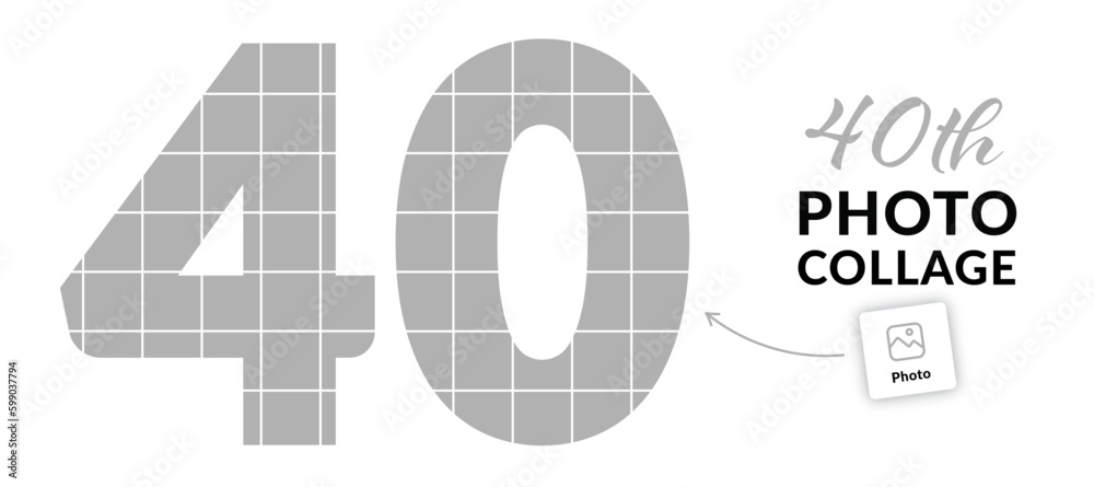 40 photo collage. 40th birthday or 40th anniversary picture collage ...