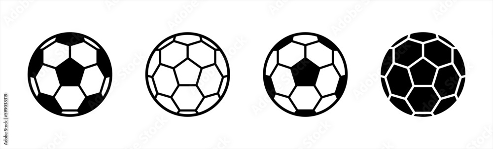 Soccer ball icon set in line style. football simple black style symbol ...