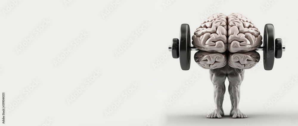 Human brain lifts weight with dumbbell, memory and mind training, brain ...