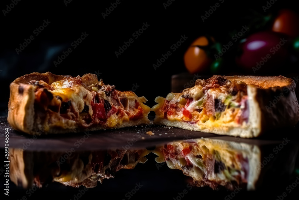 Cheese Pizza is cut in half, with various toppings, pepperoni ...
