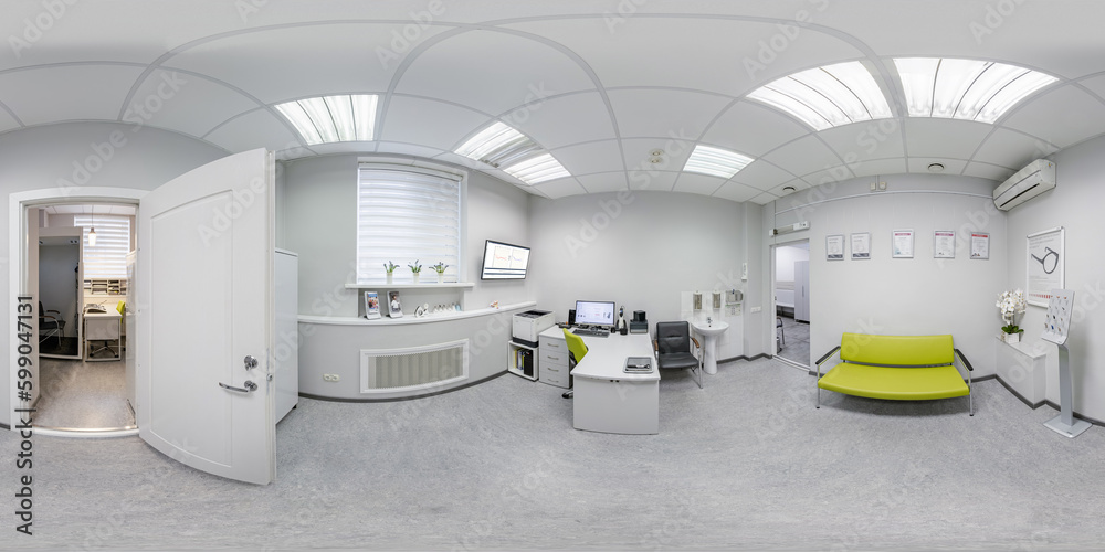 360 hdri panorama inside interior of modern research medical laboratory ...