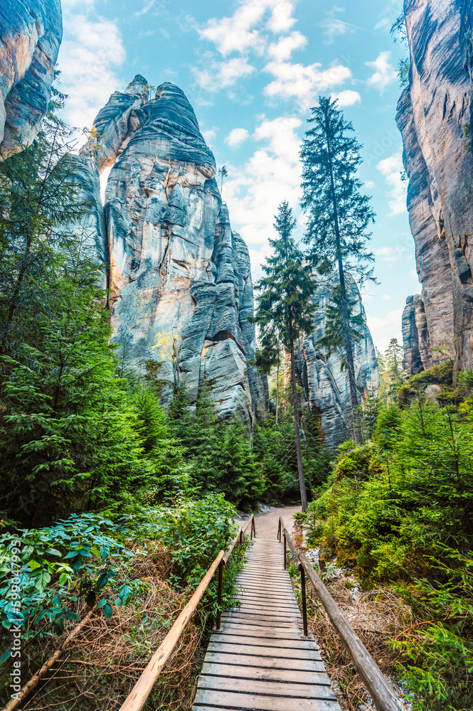 Remains of rock city in Adrspach Rocks, part of Adrspach-Teplice ...