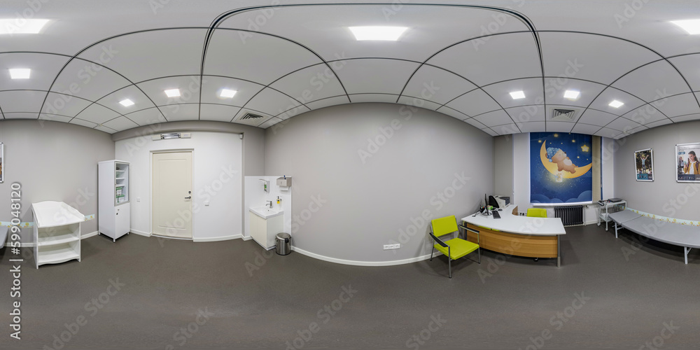 360 hdri panorama inside interior of modern research medical laboratory ...