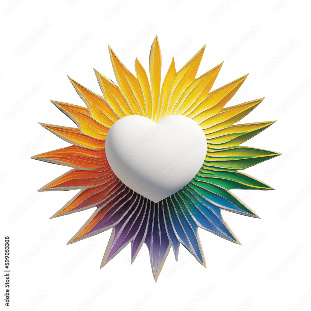 Vector positive thinking radiate positivity. Sun icon in rainbow rays ...