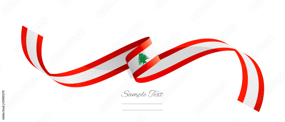 Lebanese flag ribbon vector illustration. Lebanon flag ribbon on ...