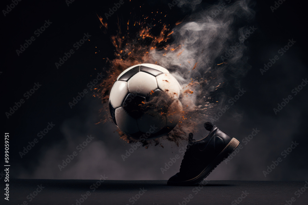 dynamic illustration of soccer ball being kicked off, concept for kick ...
