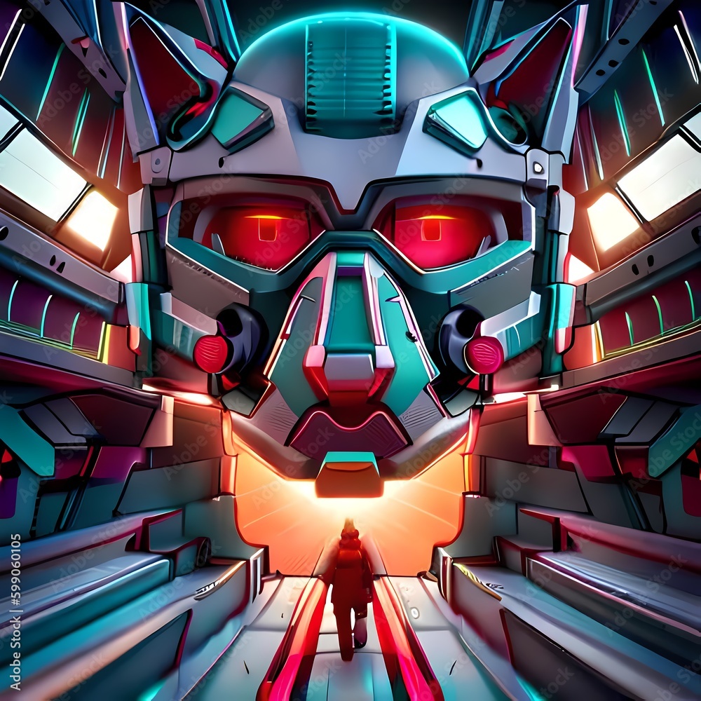 Abstract art of a Robotic Wolf with a Futuristic background. For ...
