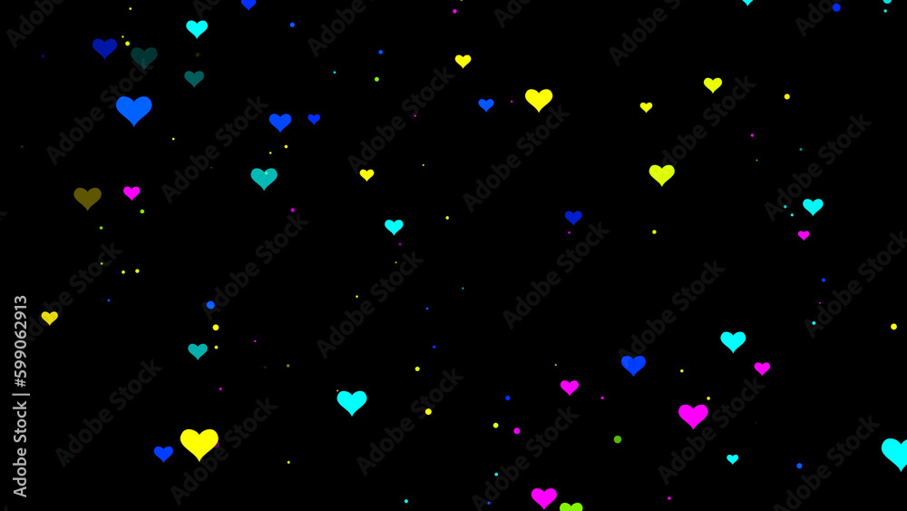 neon colorful hearts, shiny glowing romantic heart background, 4k ...