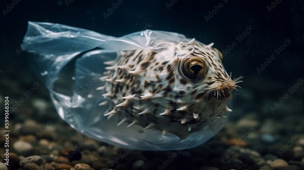 An environmental issue of plastic pollution in the ocean is exemplified ...